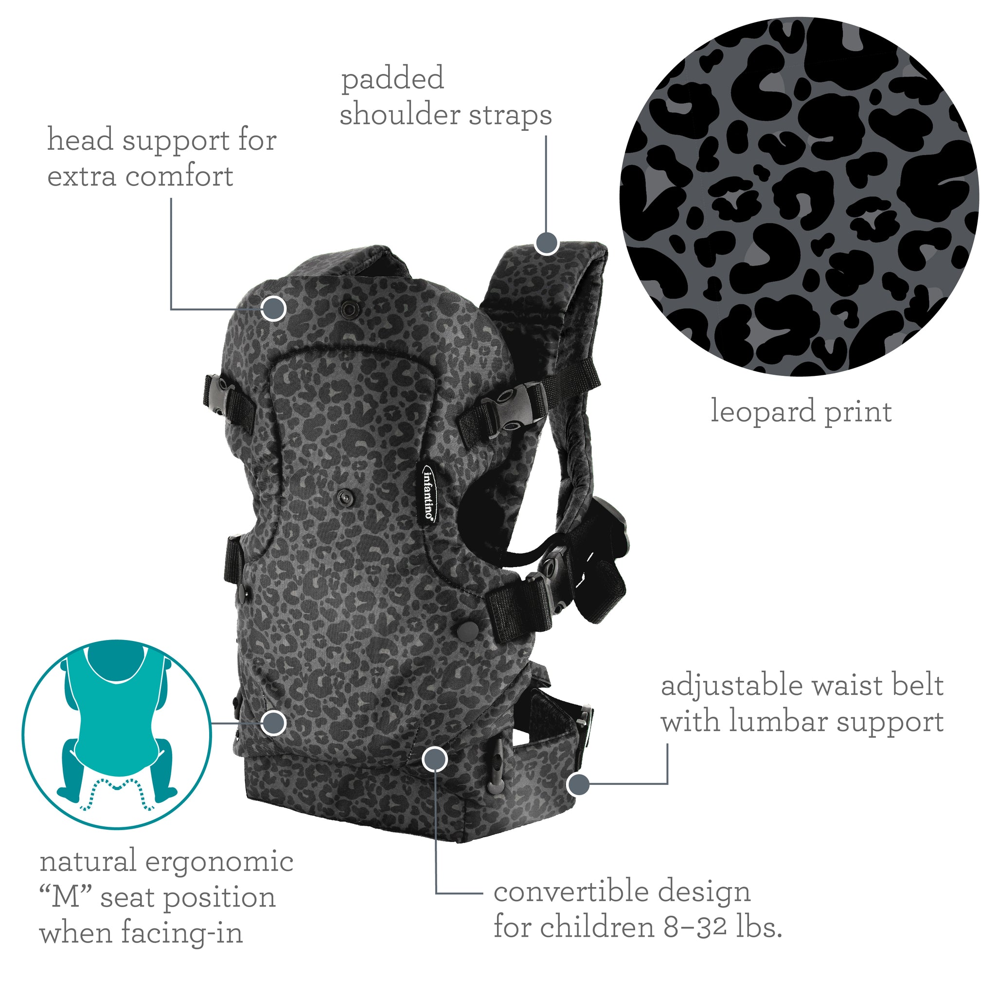 Flip 4-in-1 Convertible Carrier - Leopard – Infantino
