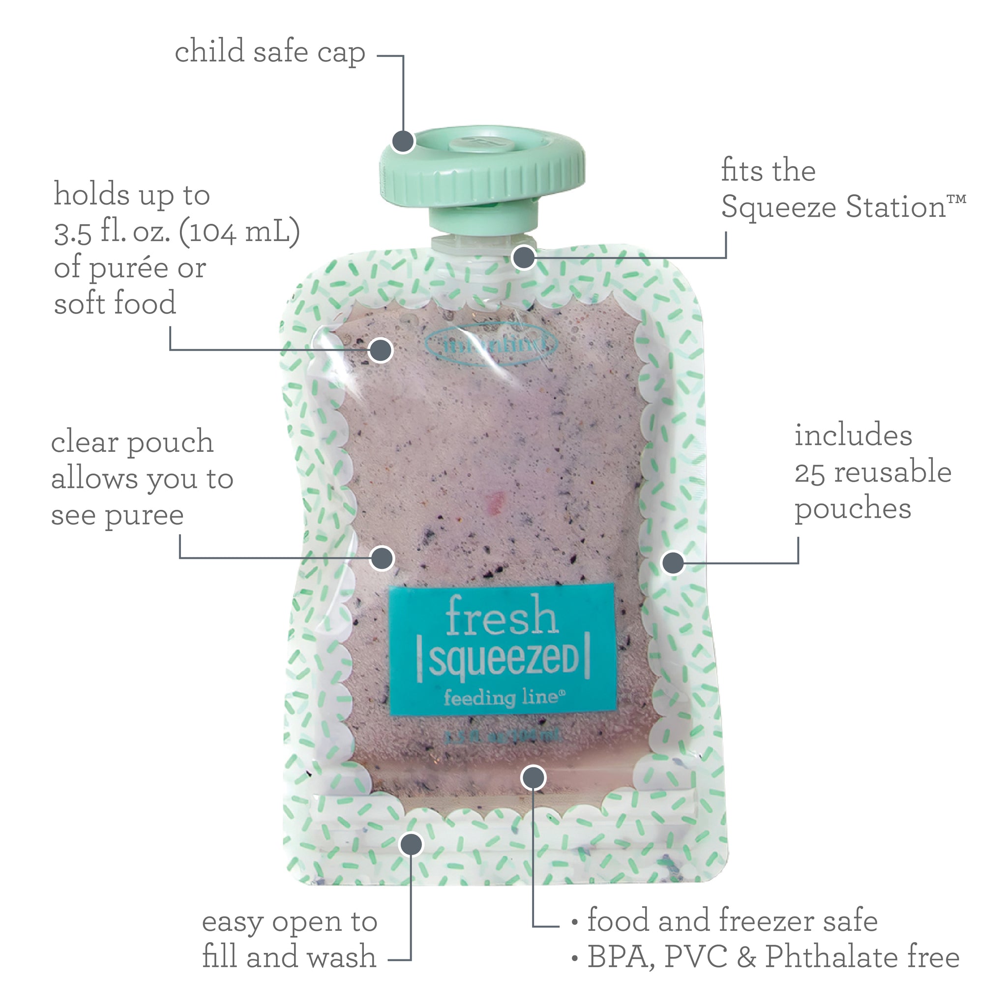 25-Pack Reusable Squeeze Pouches – Infantino
