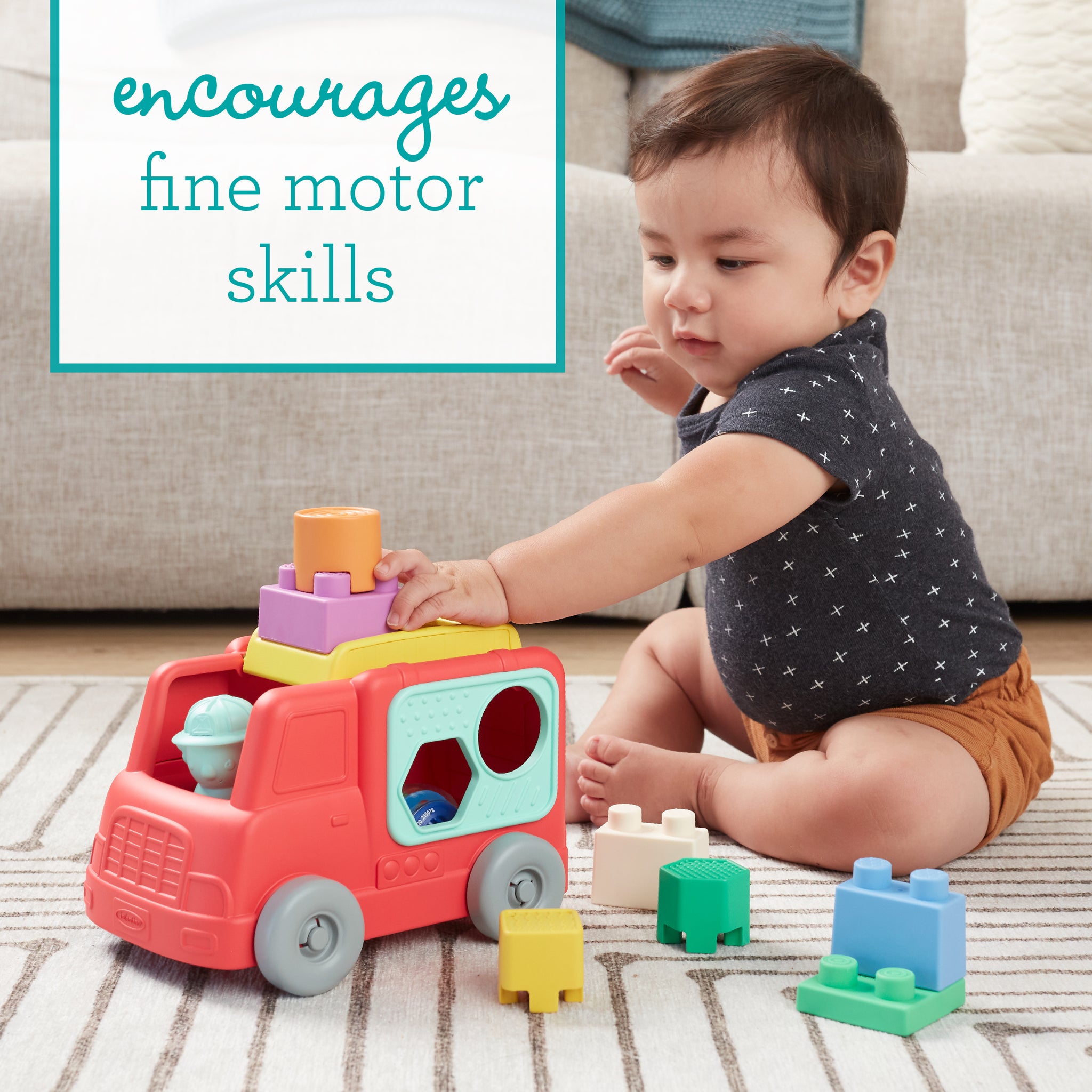 Super Soft Stack & Sort Firetruck Playset – Infantino