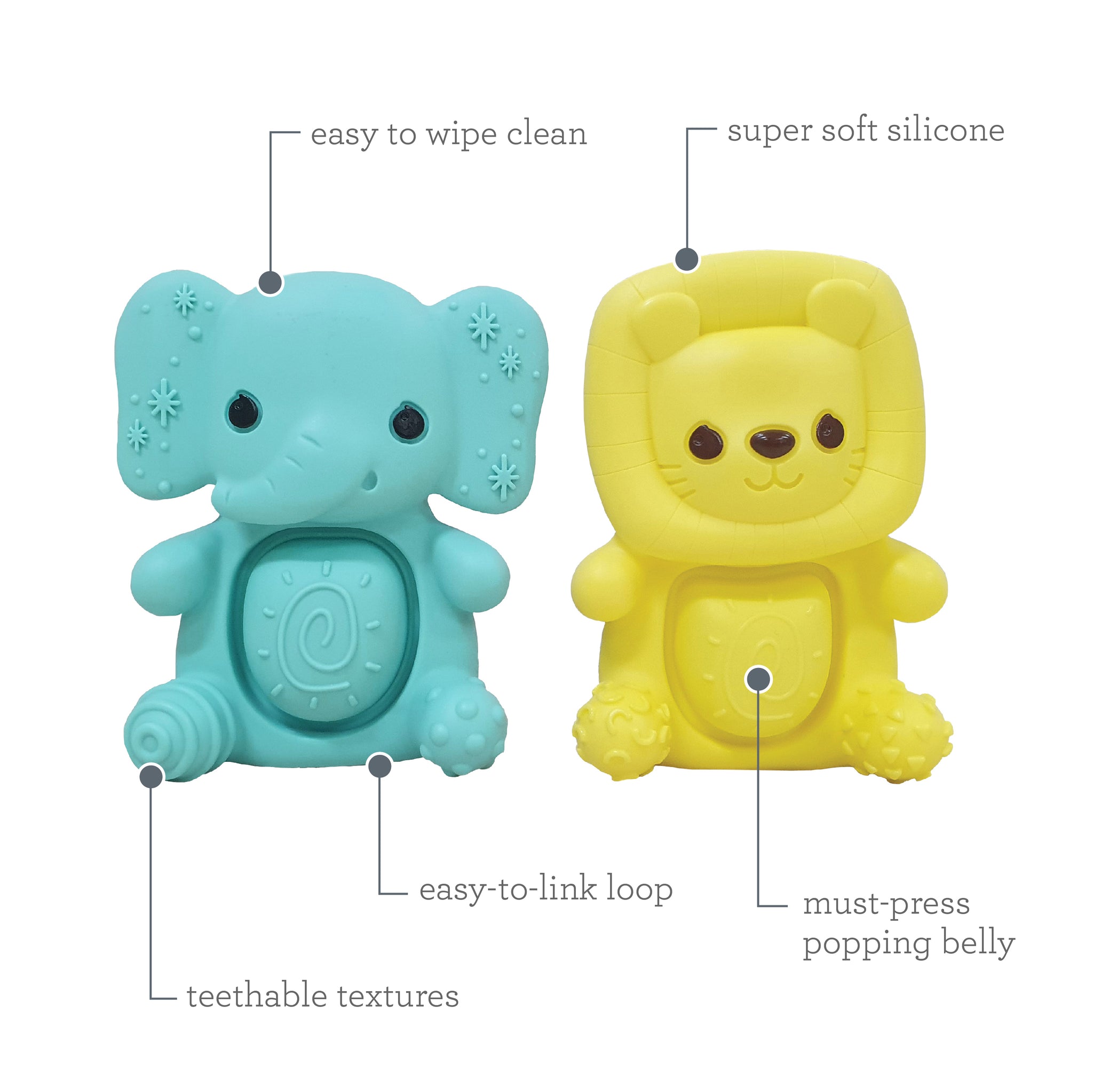 TEETHIMAL POP PALS Elephant & Lion – Infantino
